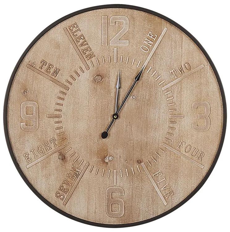 Nástěnné hodiny ø 60 cm světlé dřevo DOLE Beliani