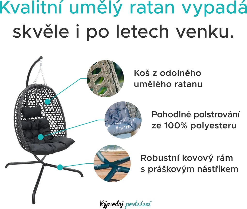 Závěsné křeslo MOLINE se stojanem, černé