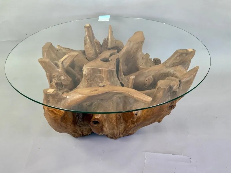 Konferenční stolek Manado, kulatý, teakový kořen 100 cm