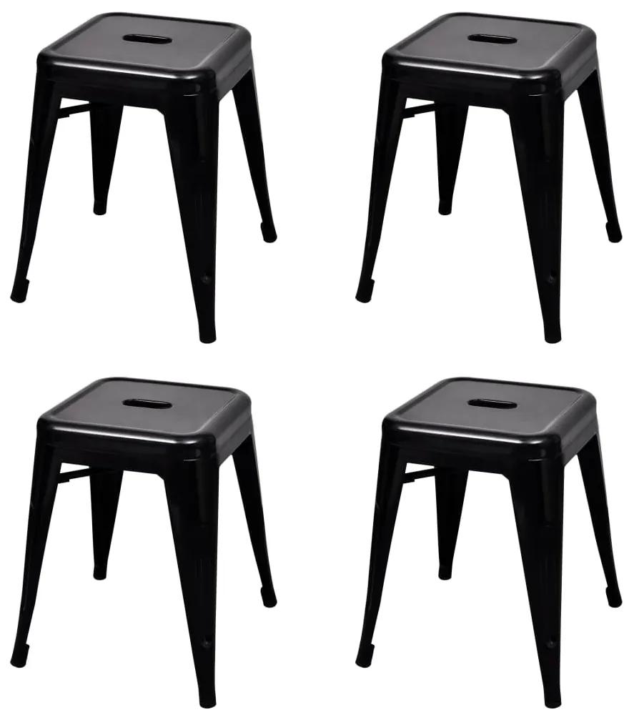 Stohovatelné stoličky Stimson - ocel - 4 ks | černé