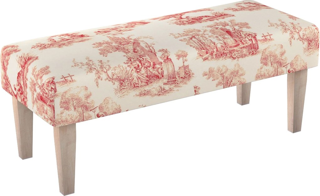 Dlouhá lavička 100x40cm barva červená látka vzorované