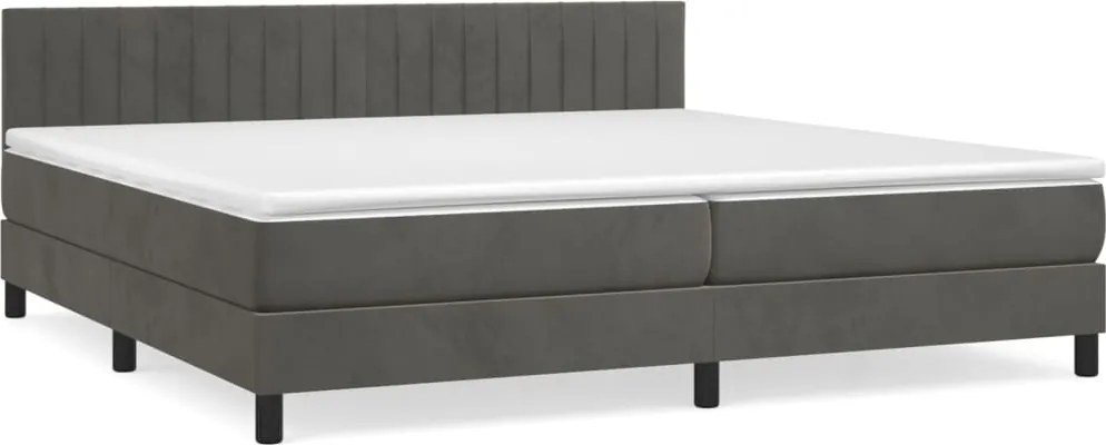 Box spring postel s matrací tmavě šedá 200x200 cm samet 3141444