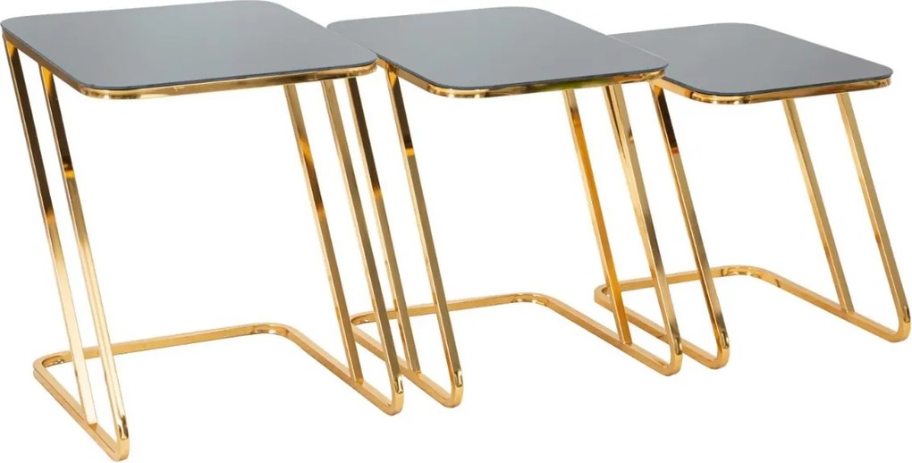 Sada odkládacích stolků Adamaris 44 cm černá / zlatá
