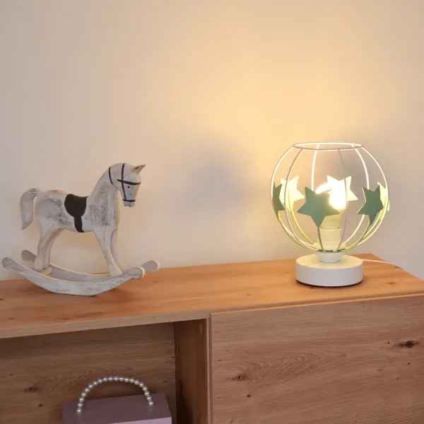 Dětská stolní lampa STARS 1xE27/15W/230V zelená/bílá