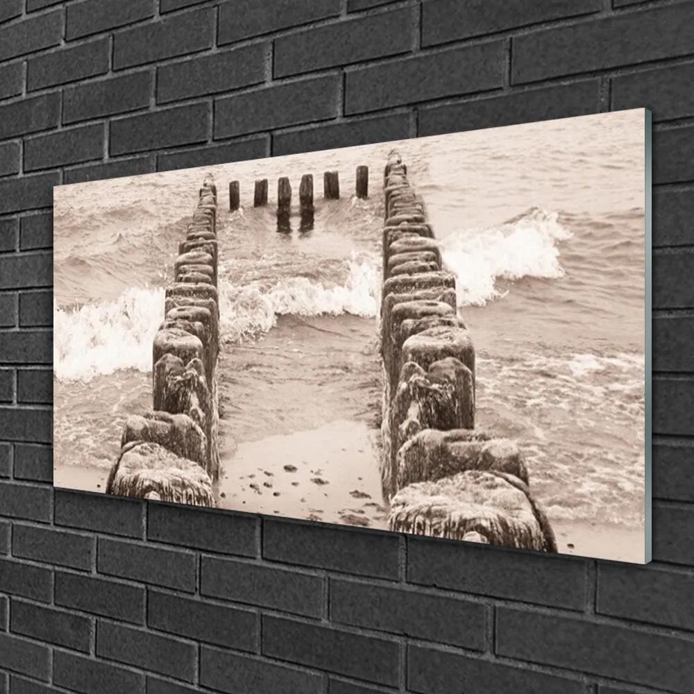 Obraz na skle Oceán Pláž Architektura 125x50 cm