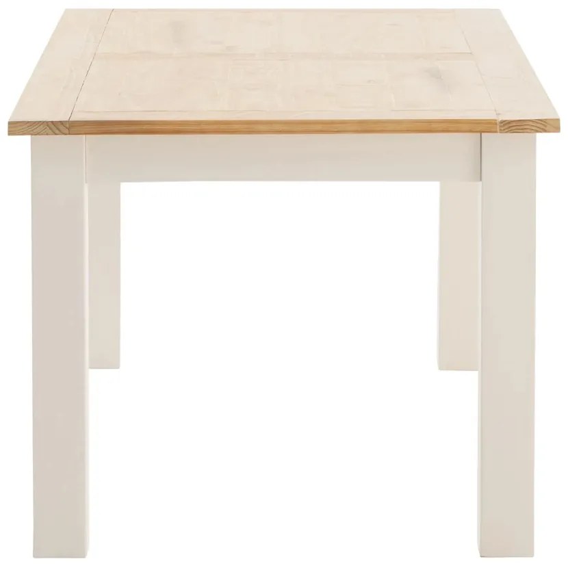 furniture-nabytek.cz - Masivní jídelní stůl Caprino z borovice a MDF, lakovaný, bílá/hnědá – 160x90 cm