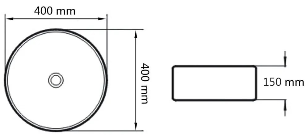 vidaXL Marketos Keramické umyvadlo kulaté černé 40 x 15 cm
