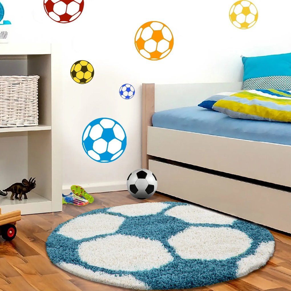 Ayyildiz, Dětský kusový koberec Fun 6001 turkis, 100x100 (průměr) kruh, modrá, dětský pokoj