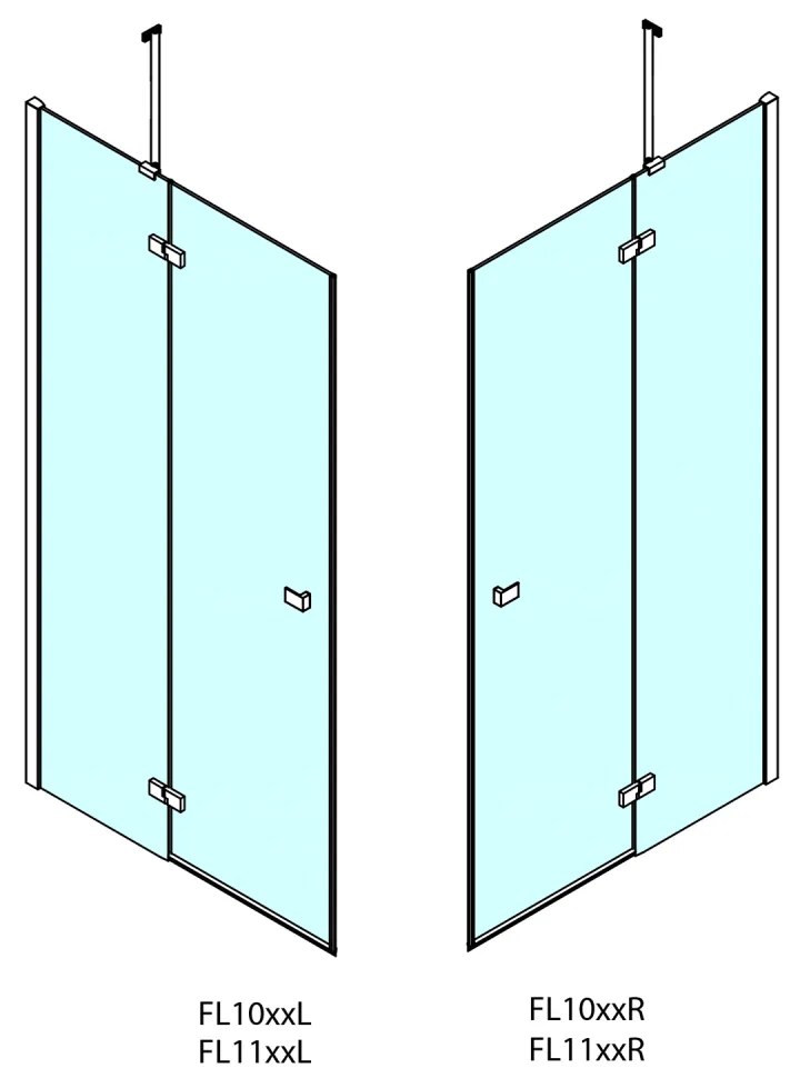 Polysan FORTIS LINE sprchové dveře 1000mm, čiré sklo, levé FL1010L