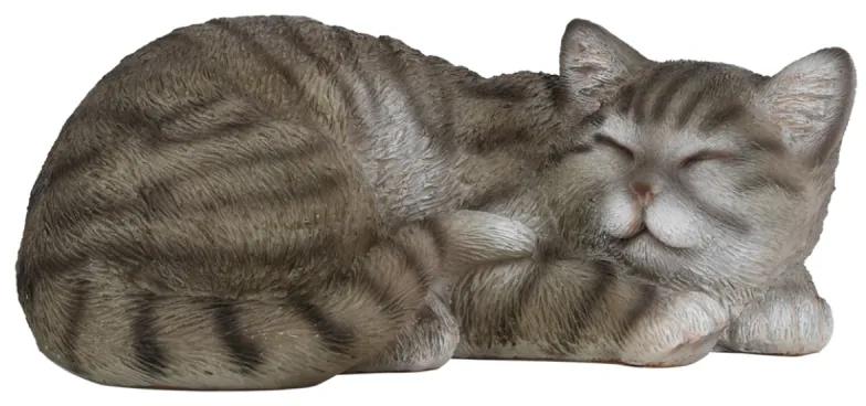 Venkovní socha spící šedé kotě 29cm