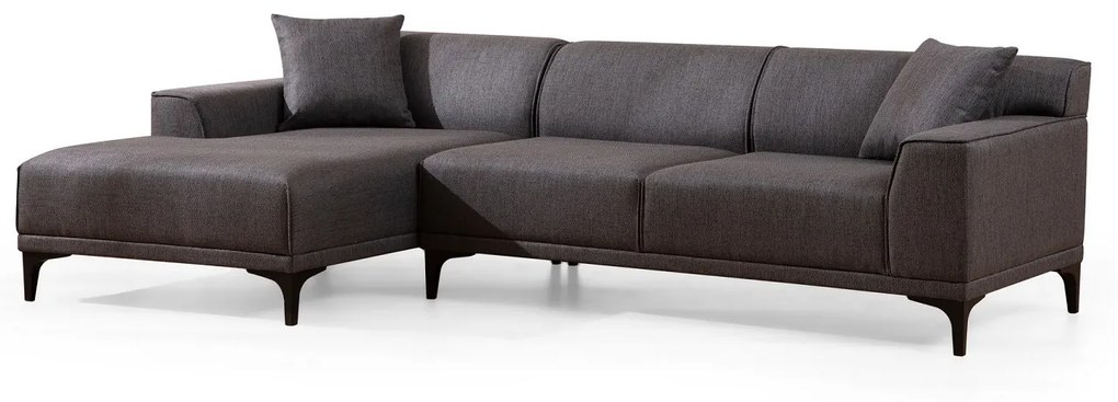 Designová rohová sedačka Dellyn 250 cm antracitová - levá