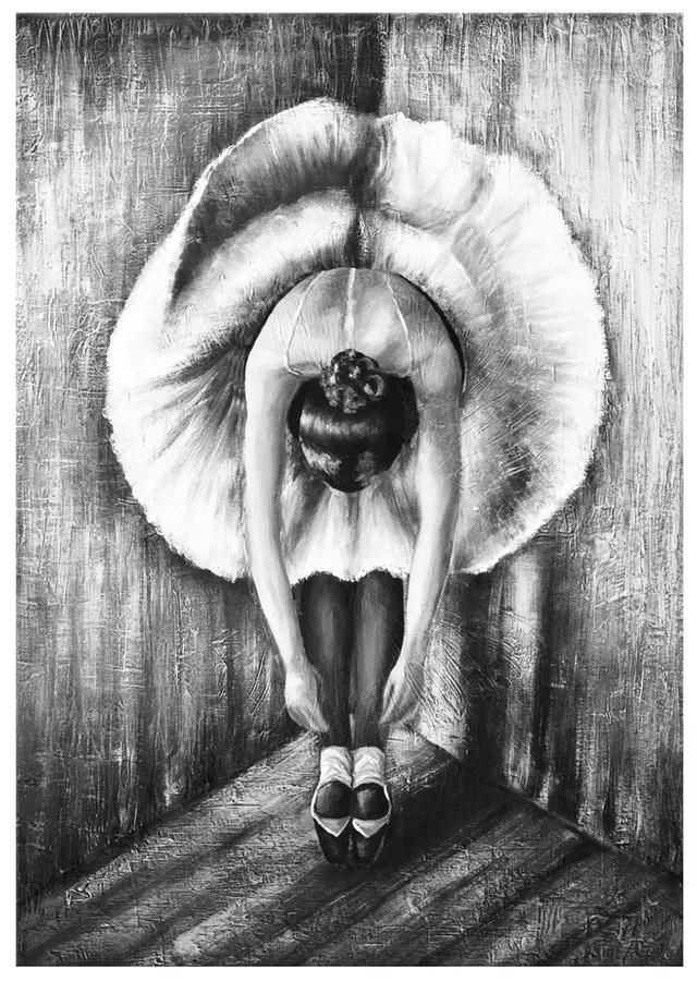 Gario Ručně malovaný obraz Šedá rozcvička baletky Rozměry: 70 x 100 cm