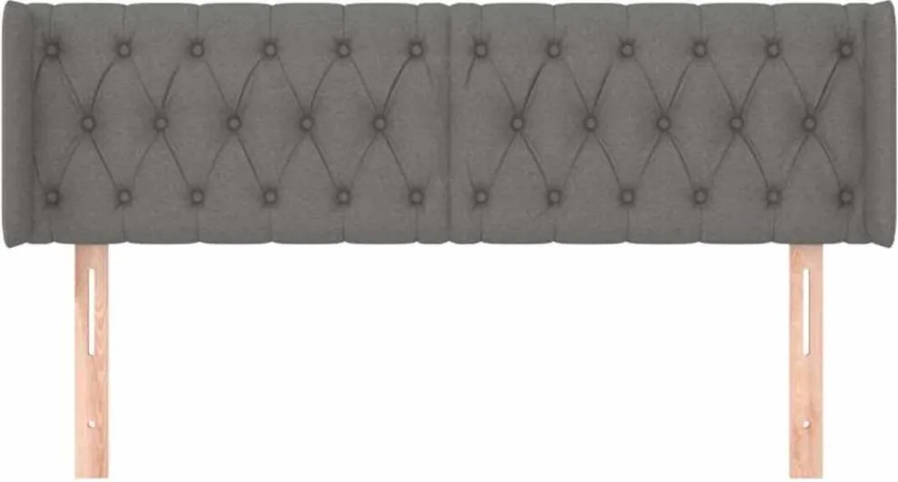 Čelo postele typu ušák tmavě šedé 163x16x78/88 cm textil 3119111