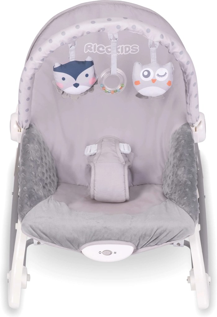 Ricokids Houpací vibrační křesílko/lehátko Grey Owl