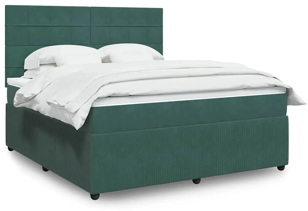 Box spring postel s matrací tmavě zelená 180x200 cm samet 3292409