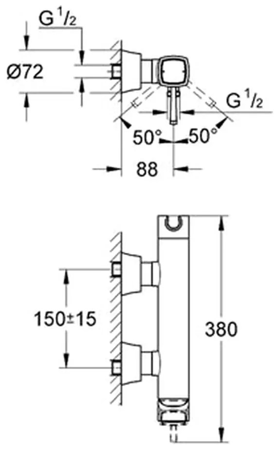 Grohe Grander - sprchová baterie nástěnná, chrom 23316000