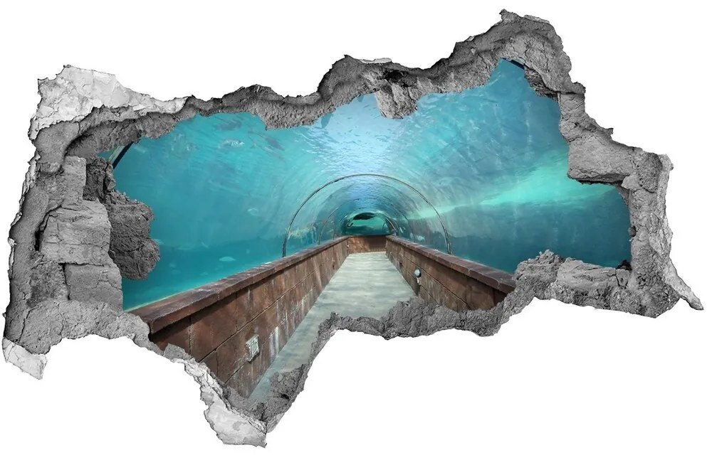 Wallmuralia Fototapeta díra na zeď 3D Tunel akvárium 95x73 cm