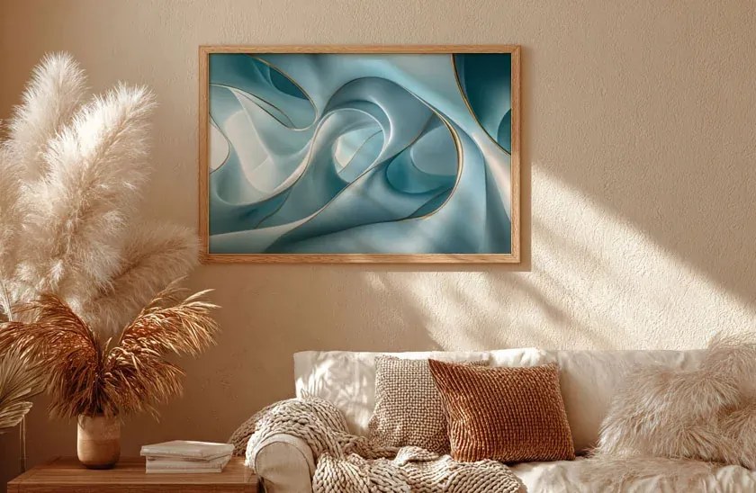 Modrá harmonie - obraz - Luxusní abstrakce s jemnými liniemi 38A - 50 x 70 cm - 649 Kč