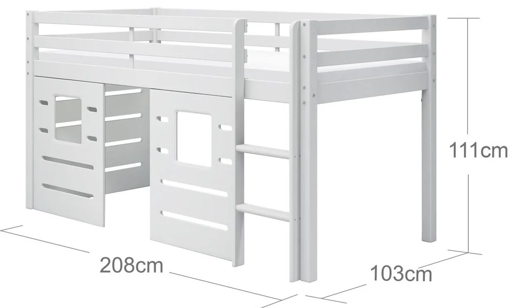 FALCO Vyvýšená postel Actim s panely Treehut bílá