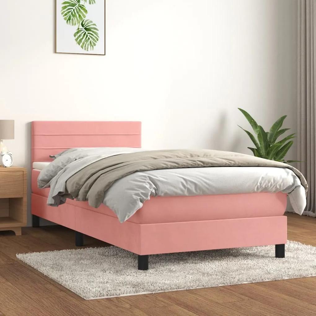 vidaXL Box spring postel s matrací 80 x 200 cm samet [3141334] Barva: Tmavě šedá