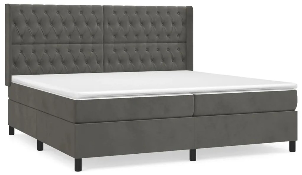 Box spring postel s matrací tmavě šedá 200x200 cm samet,  3132880