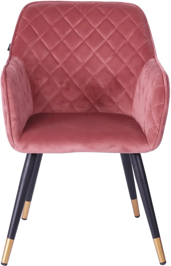 Sametově růžová jídelní židle Davanti - 50*58*86 cm