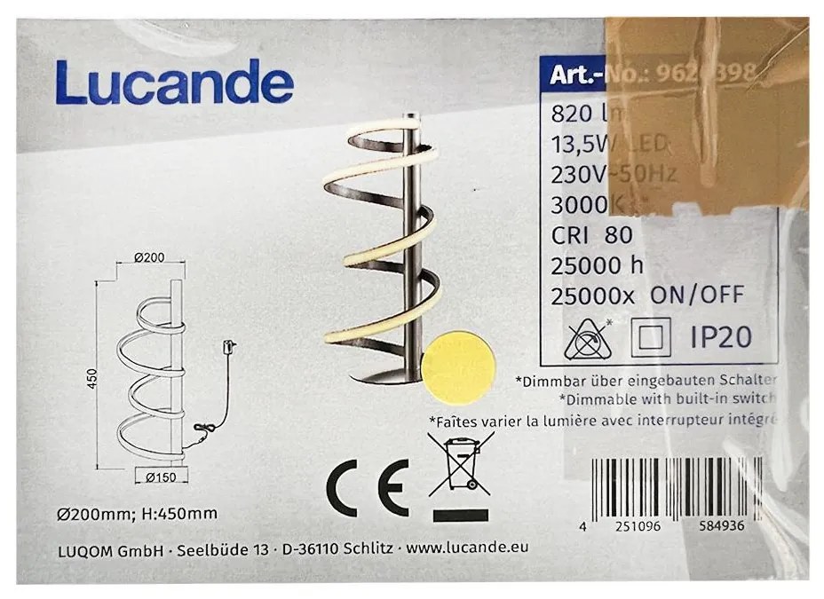 Lucande Lucande - LED Stmívatelná stolní lampa MILORA LED/13,5W/230V LW0761