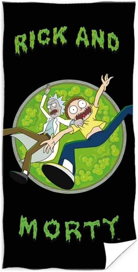 Bavlněná plážová osuška Rick and Morty - motiv Brána do třetí dimenze - 100% bavlna - 70 x 140 cm