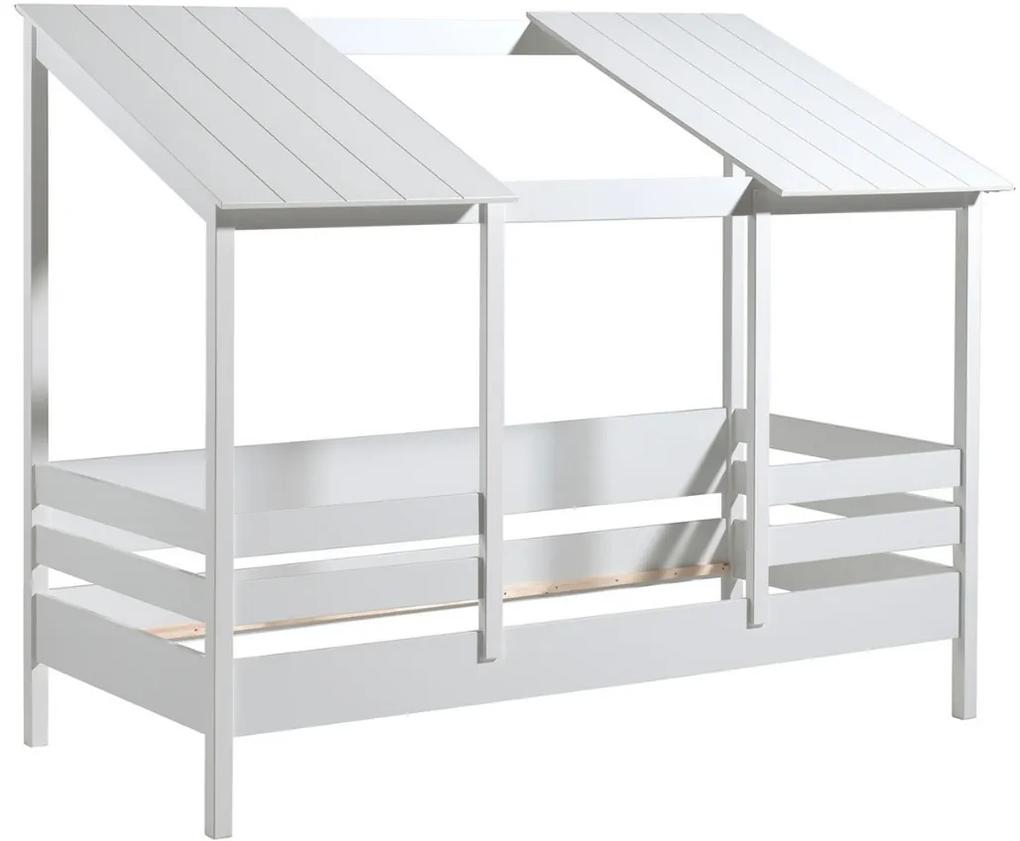 OnaDnes -20% Bílá dřevěná dětská postel Vipack Housebed 90 x 200 cm s otevřenou střechou II.