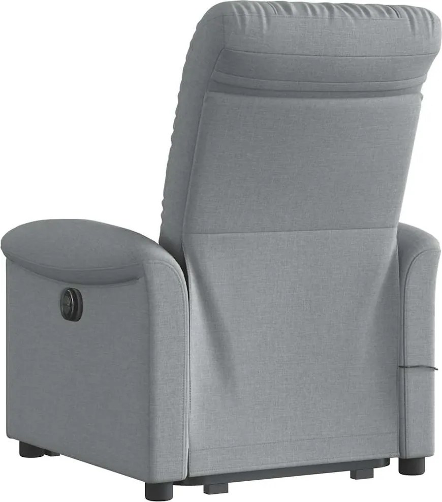 Zvedací masážní polohovací křeslo světle šedé textil 3303264