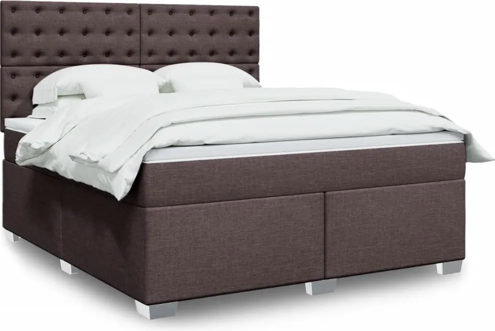 Box spring postel s matrací tmavě hnědá 180x200 cm textil 3292884