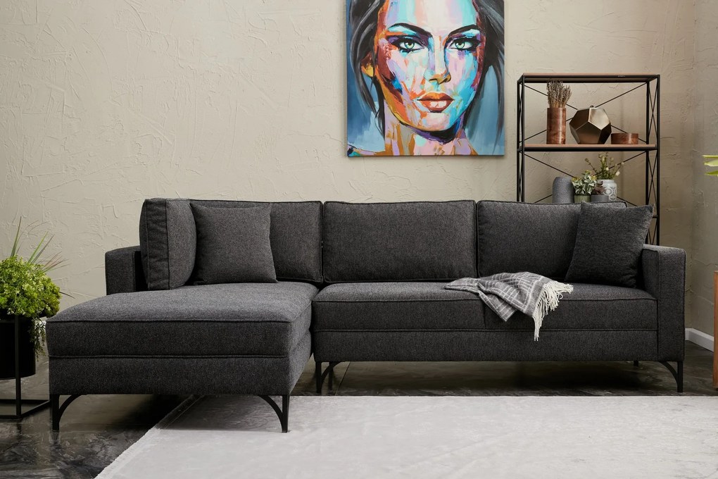 Hanah Home Rohová pohovka BERLIN antracitová levá 258 cm 825BLC2807