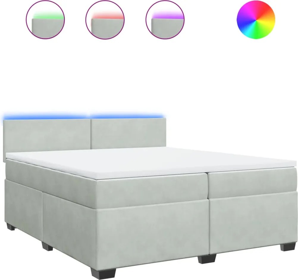 Box spring postel s matrací světle šedá 200x200 cm samet 3288696