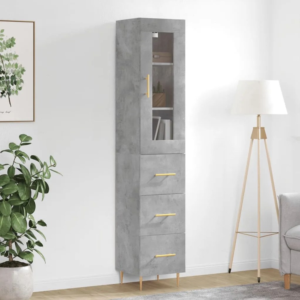 Skříň highboard betonově šedá 34,5x34x180 cm kompozitní dřevo
