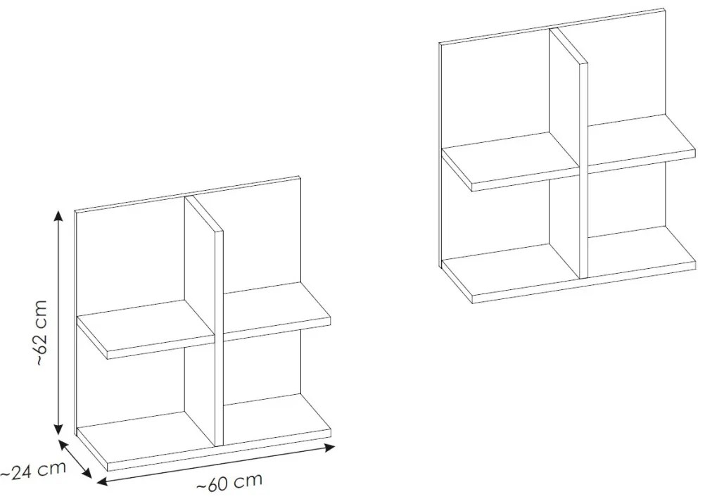 Nástěnný panel 2 ks Romy, šedá/dub