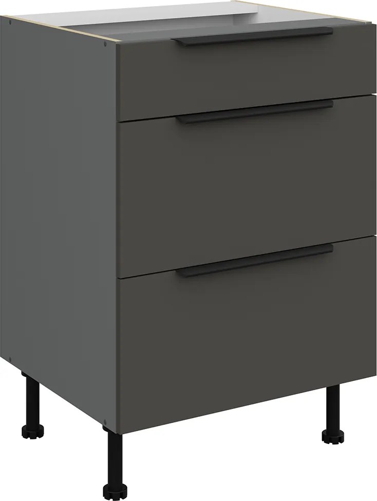 ARIA pi | dolní skříňka 60 D 3S zásuvková | 60 cm | PREMIUM BOX | antracit/šedá grafit
