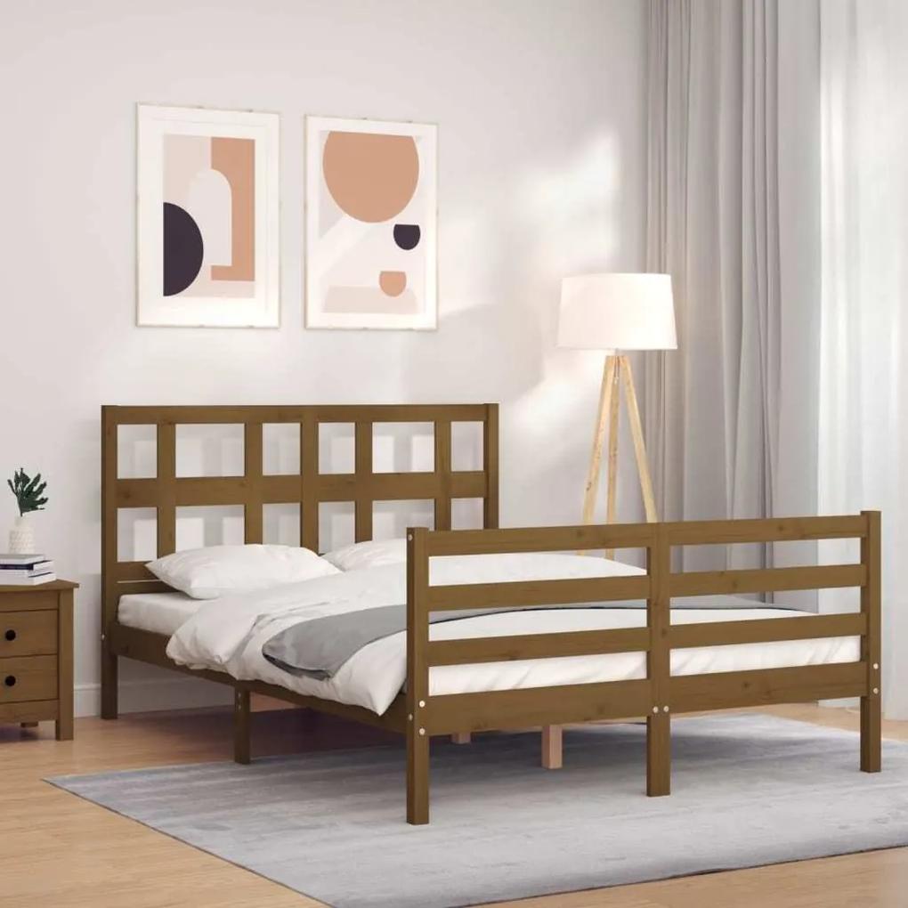 vidaXL Rám postele s čelem 120 x 200 cm masivní dřevo [3194828] Barva: Bílá