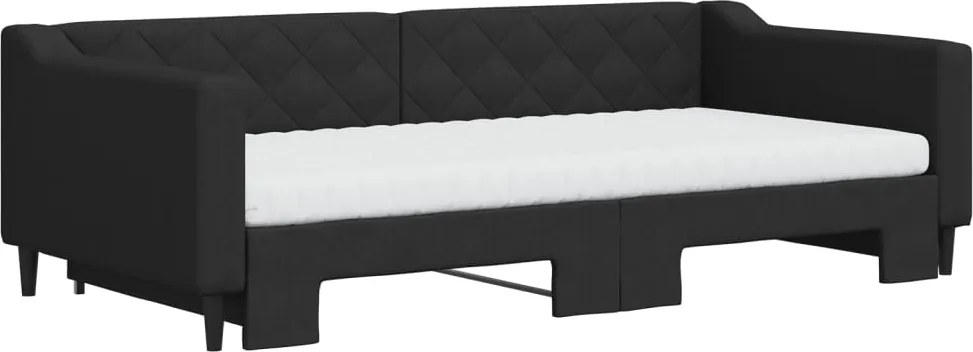 Válenda s přistýlkou a matracemi černá 100 x 200 cm textil 3197451