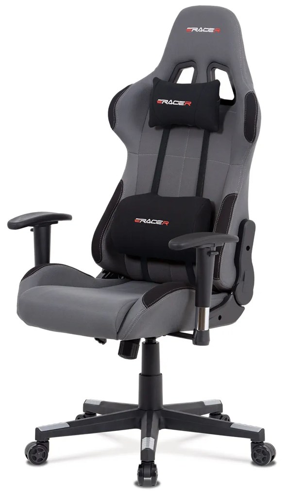 Kancelářská židle, šedá látka, houpací mech., plastový kříž