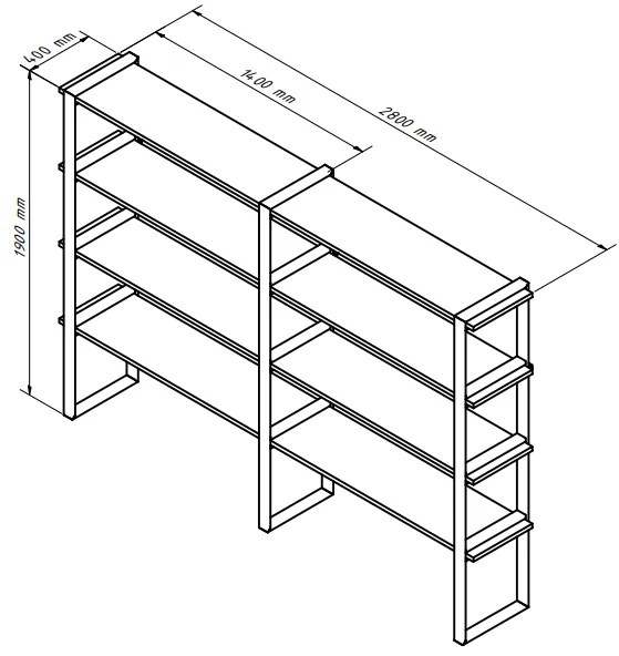 Rozšiřitelný regál Átrej Velikost: 1200x400x40 mm 1200x400x40 mm