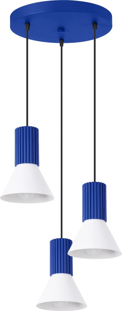 Sollux Lighting Závěsná lampa ESTRIA 3P bílá/ultramarínová