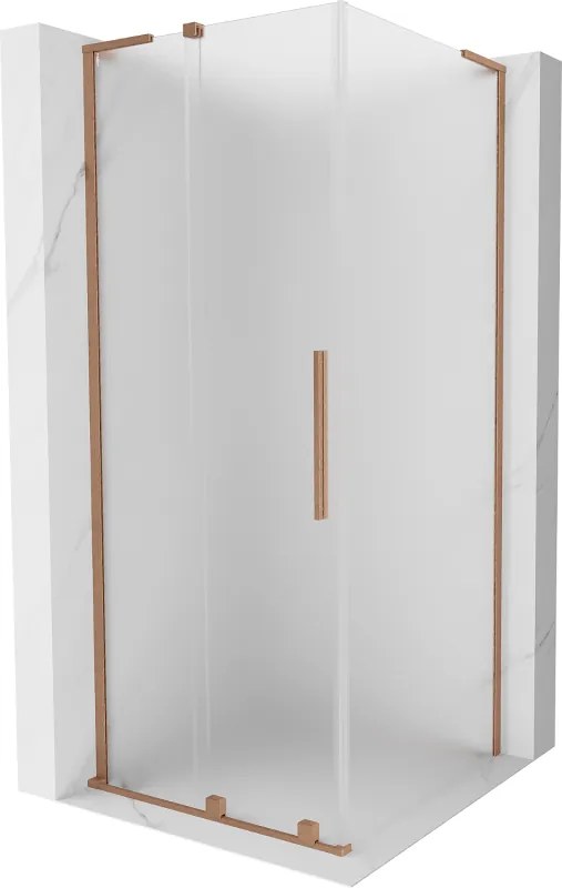 Mexen Velar L, sprchový kout s posuvnými dveřmi 110 x 110 cm, 8mm sklo námraza, měděná matná, 871-110-110-33-65