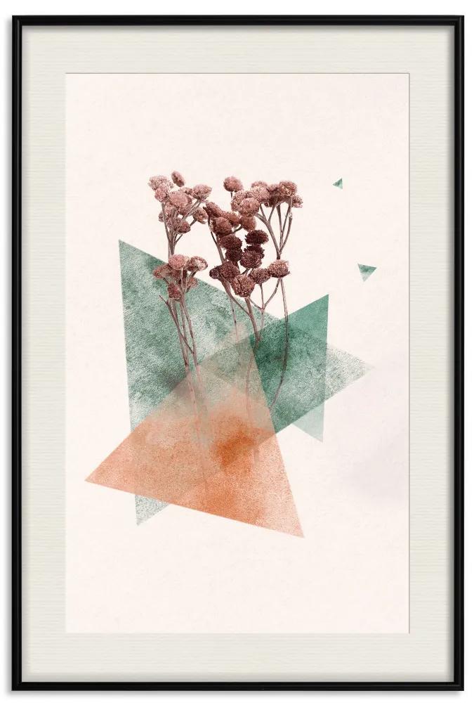 Plakát Modernistický květ - abstraktní barevné trojúhelníky s rostlinami
