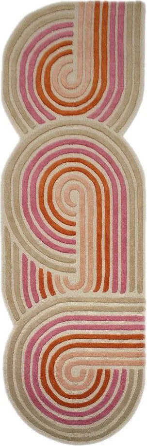 Růžový ručně tkaný vlněný běhoun 80x300 cm Spiral Shaped – Flair Rugs