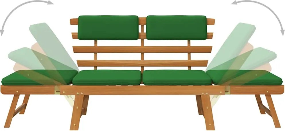 Zahradní lavice s poduškami 2 v 1 190 cm masivní akáciové dřevo 312121