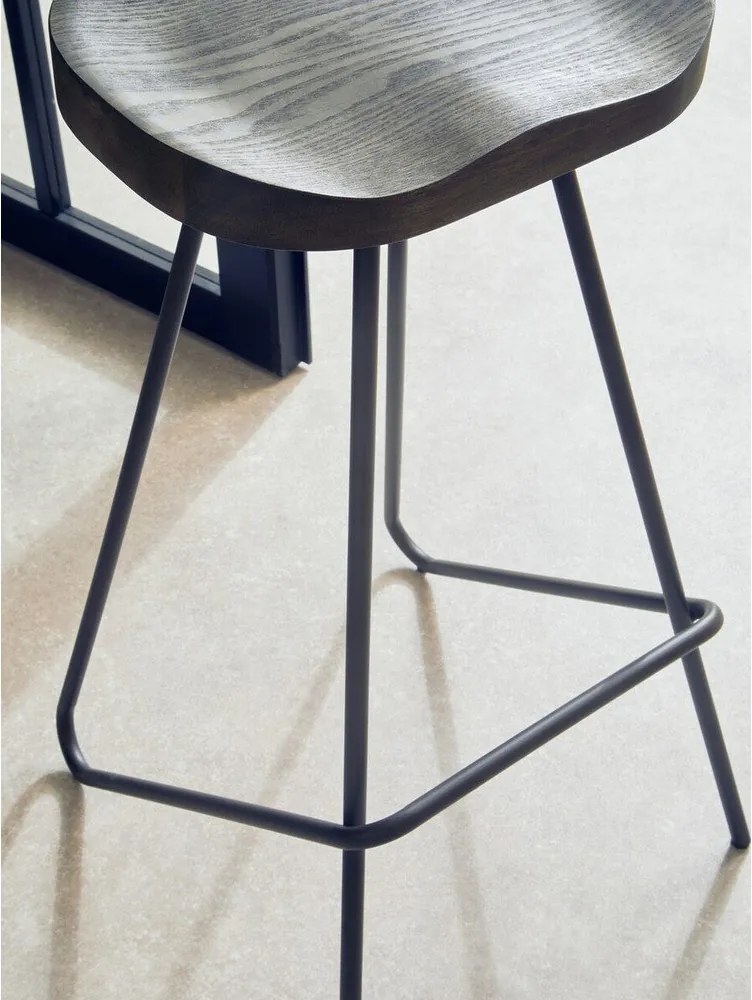 Černá/v přírodní barvě barová stolička z jilmového dřeva (výška sedáku 78 cm) District – Premier Housewares