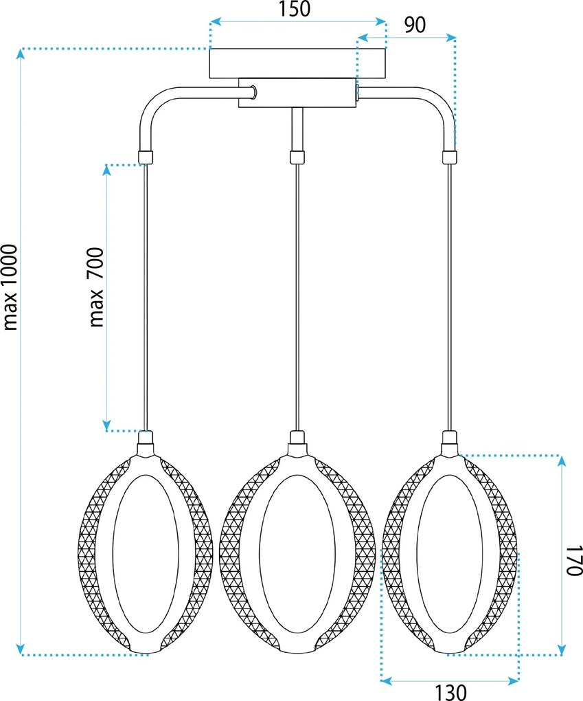 Toolight Toolight, LED závěsné svítidlo G176-3CP, zlatá lesklá, OSW-07820