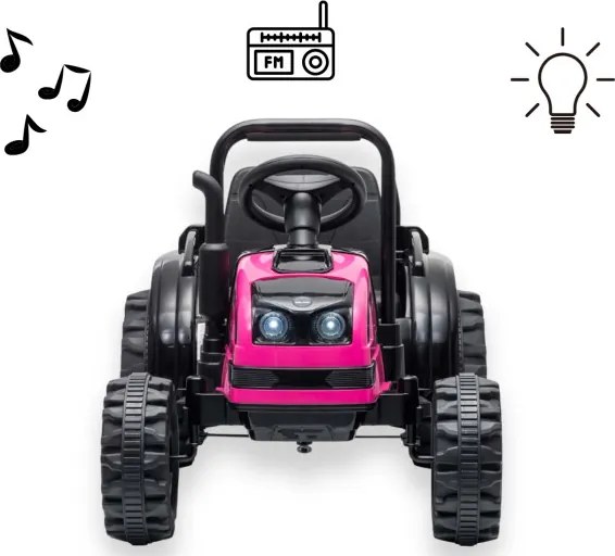 Elektrický traktor Milly Mally s přívěsem růžový