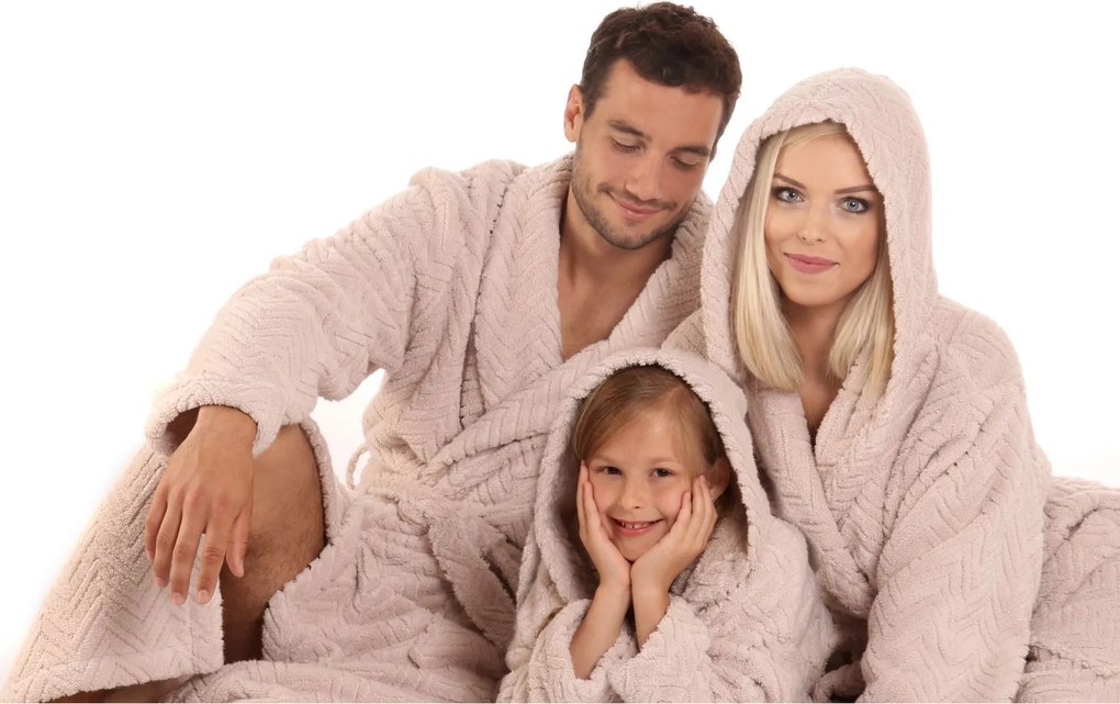Bavlněný župan Athena s kapucí oříškový 31 16 8151 - L