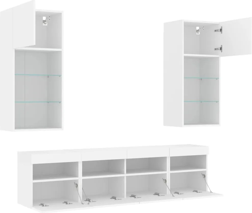 5dílná obývací stěna s LED osvětlením bílá kompozitní dřevo 3216743